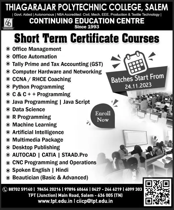 Thiagarajar Polytechnic College - Top & Best Polytechnic College in Salem